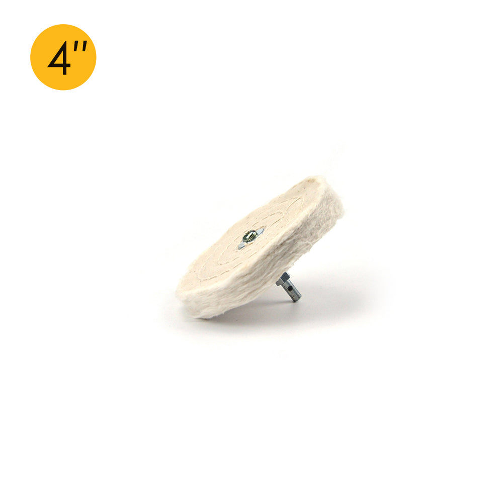4" (100mm) x 6mm Shank Mounted Cotton Buffing Wheels