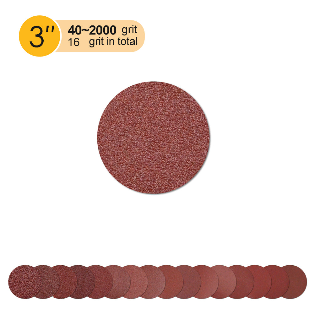 ABRASIVES MASTER 3" Red Alumina Hook & Loop Sanding Discs